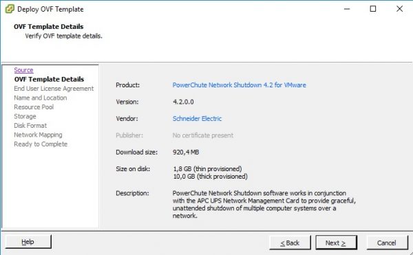 チュートリアル - Vmware ESXi の APC UPS PowerChute ネットワーク シャットダウンインストール