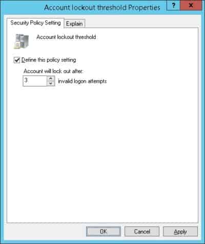 Tutorial GPO - User account lockout after 3 wrong attempts