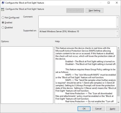 Tutorial GPO - Enable Windows Defender cloud-based protection