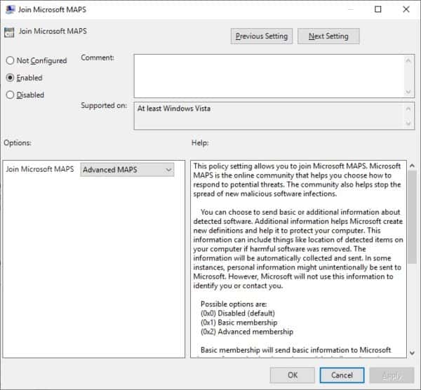 Tutorial GPO - Enable Windows Defender cloud-based protection