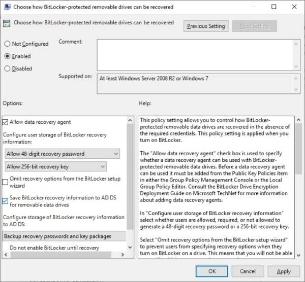 Tutorial Gpo Store The Bitlocker Recovery Key In Active Directory